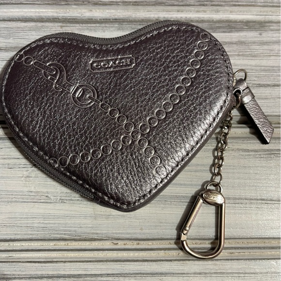Coach | Accessories | Coach Heartshaped Coin Purse Silver Genuine ...